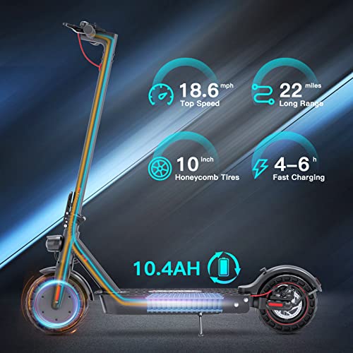 iScooter MAX Electric Scooter - 500W Motor, 22 Miles Range, Up to 21 MPH Top Speed, 10" Solid Tires, Dual Suspensions, UL Certified Folding Electric Scooter for Adults