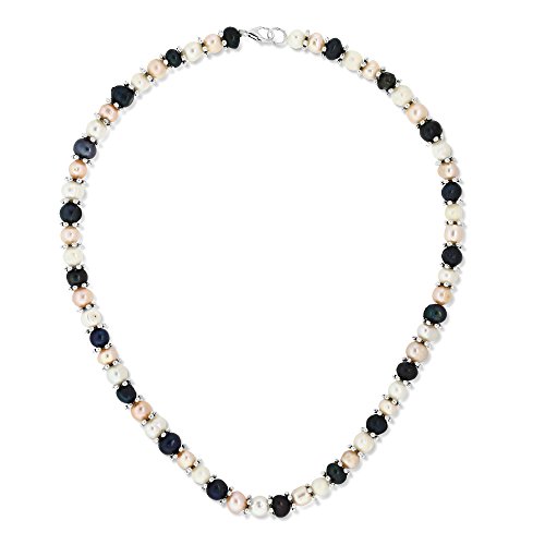 Gem Stone King Multi-Color Cultured Freshwater Pearl Necklace Earrings Bracelet Jewelry Set 7-8MM 18 Inches