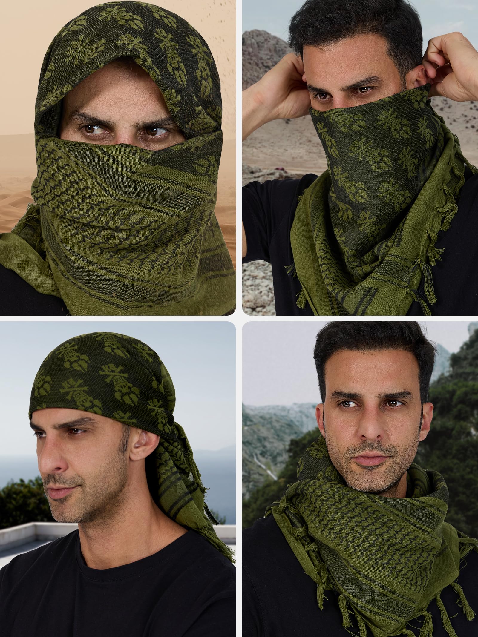 FREE SOLDIER 100% Cotton Military Shemagh Tactical Desert Keffiyeh Head Neck Scarf Arab Wrap(White)