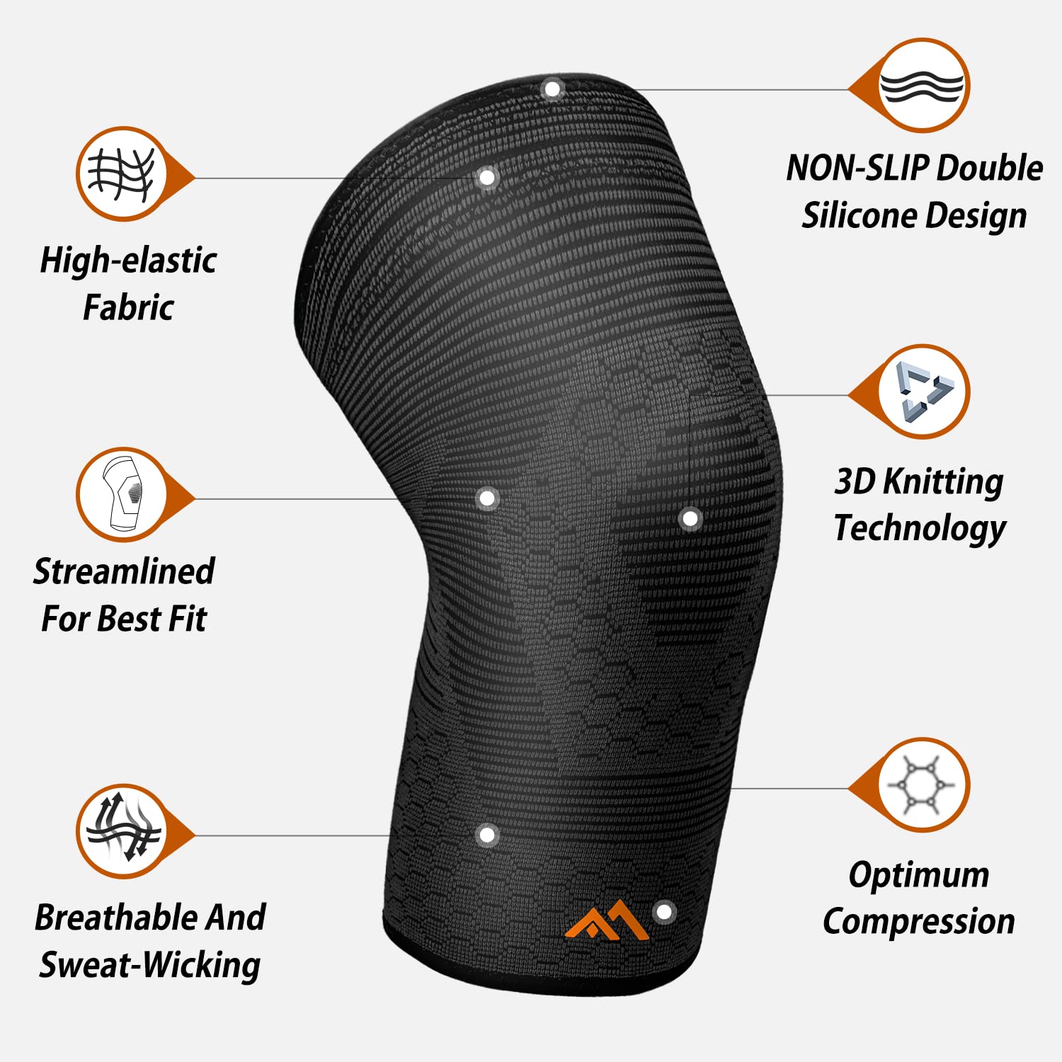Iseasoo Copper knee braces for knee pain (2 pack) - Knee Compression Sleeve Support for Men and Women, Knee Pads for Meniscus Tear, ACL, Arthritis, Joint Pain Relief(black,M)