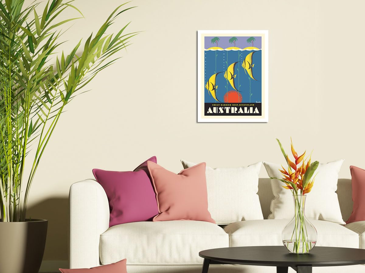 Great Barrier Reef - Queensland Australia - Moorish Idol Fish - Vintage Advertising Poster by Gert Sellheim c.1937 - Master Art Print (Unframed) 12in x 18in