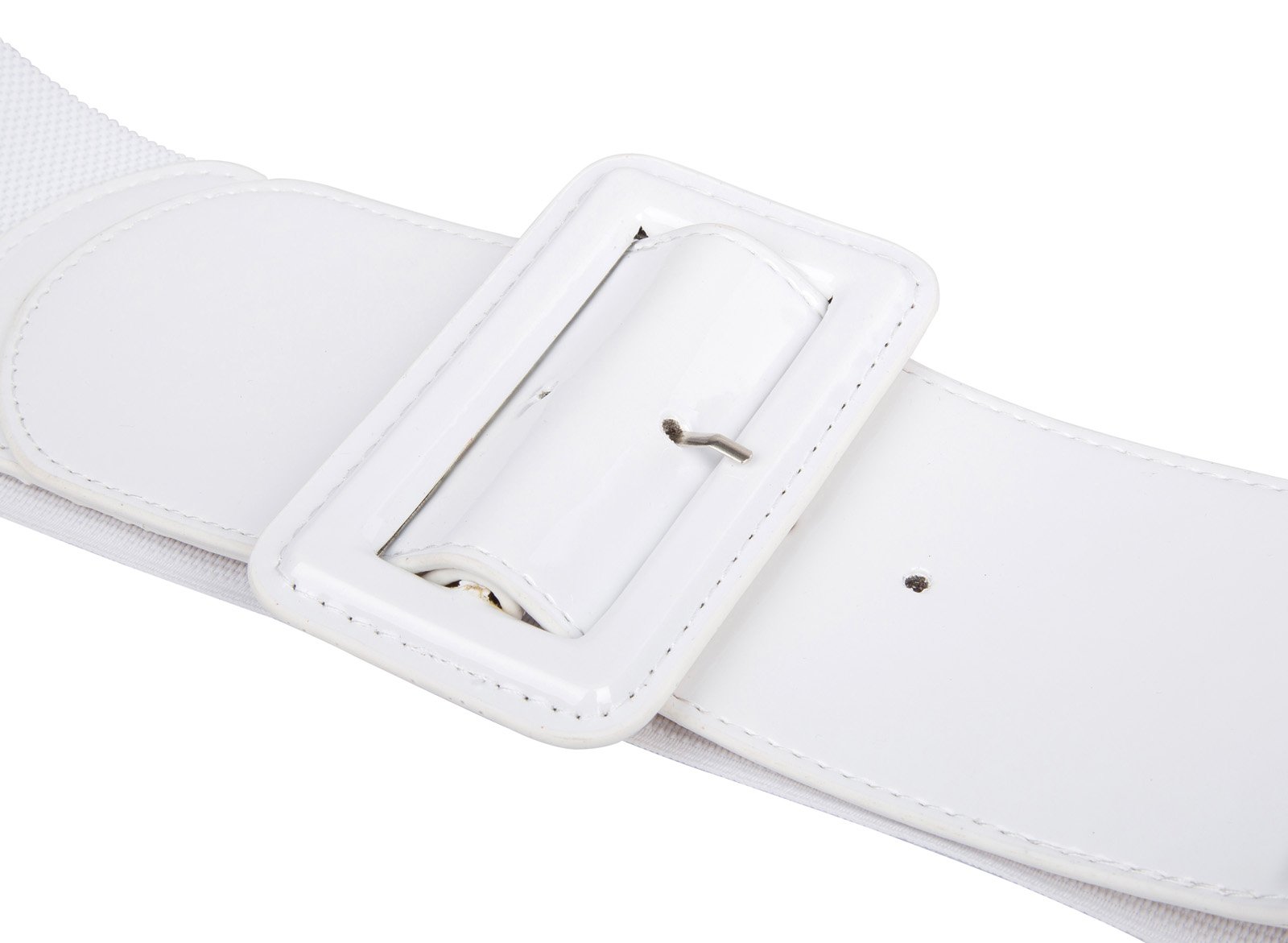 Hanna Nikole Women's Elastic Vintage Belt Stretchy Retro Wide Waist Cinch Belt White Size L