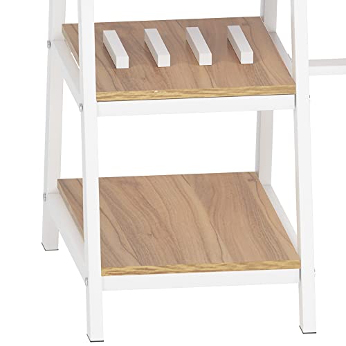 SogesGame Dining Table Set 3 Piece Kitchen Table Set Breakfast Table Set with Benches and Wine Rack Glass Holder 47.2 in Dining Room Table Set for 4 Oak