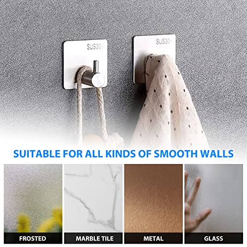 Panlogee 304 Stainless Adhesive Hooks ,Waterproof Adhesive Holder for Cloth,Towel,Bathroom,Kitchen(4pack) (Square-Shape Black)