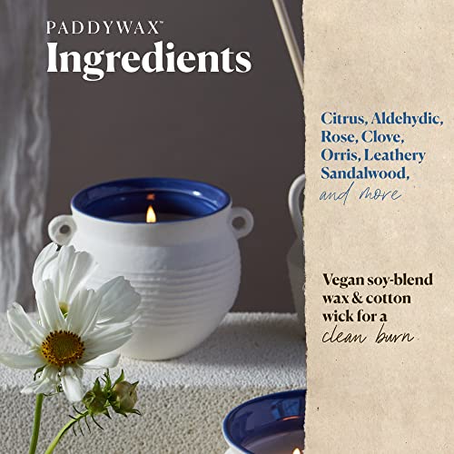 Paddywax Candles Santorini Soy Wax Scented Candle, Ceramic Greek Candle Vase, 8.5 Ounces, Cliff & Hinoki Wood