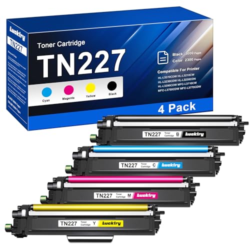TN227 TN227BK TN-227 Toner Compatible Toner Cartridge Replacement for Brother TN227 TN223 TN223BK for HL-L3270CDW MFC-L3750CDW MFC-L3710CW MFC-L3770CDW HL-L3210CW HL-L3290CDW(4 Pack)