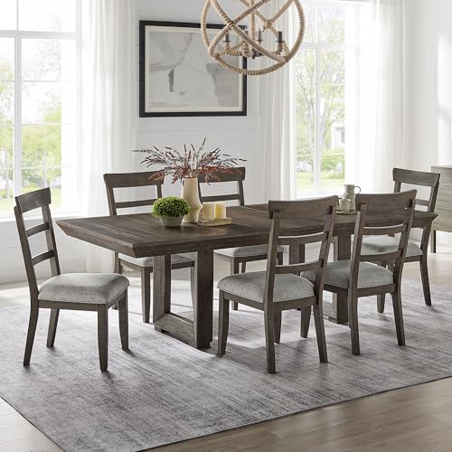 WILLIAMSPACE 98" Wood Extendable Dining Table for 6 to 10, Country Rustic Rectangular Kitchen Table with Wood Leg, Large Dining Room Table Farmhouse Furniture, Easy to Assemble (Grey)