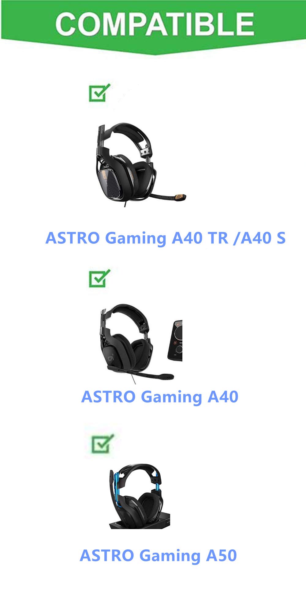Greatveal A40s Replacement Ear Pads (2 Pack / 1 Pair) for Astro A40 TR Gaming Headset, Ear Cushions Compatible with Astro A40/A50 Gaming Headset