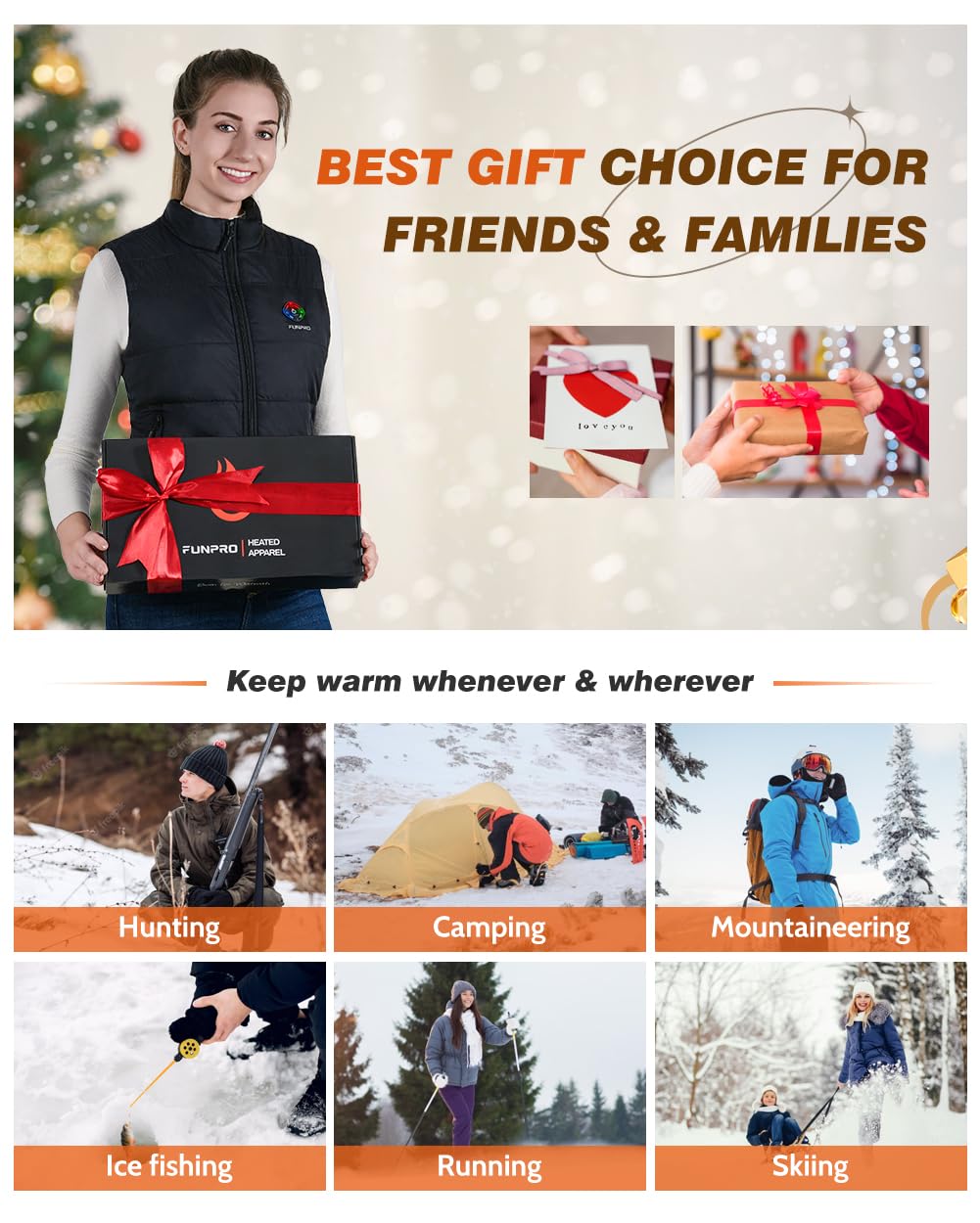 FUNPRO Women's Lightweight Heated Vest Electric Heating Vest Lights-out Design, Washable Heated Jackets, Battery Not Included