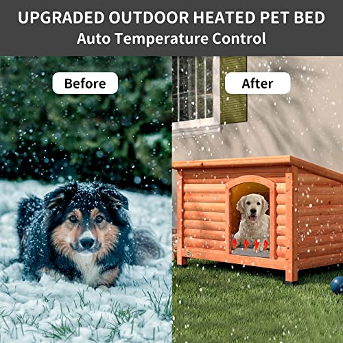 Outdoor Heated Pet Bed,Orthopedic Foam Heating Pet Bed for Small, Medium, Large and Dogs/Cats - Auto Temperature Control Outdoor Heated Cat Pad- with Removable Washable Cover - Water-Resistant Pet Mat