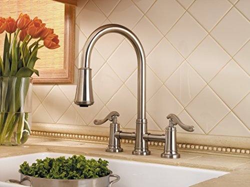 Pfister LG531YPK Ashfield 2-Handle Pull Down Kitchen Faucet in Brushed Nickel, 1.8 gpm