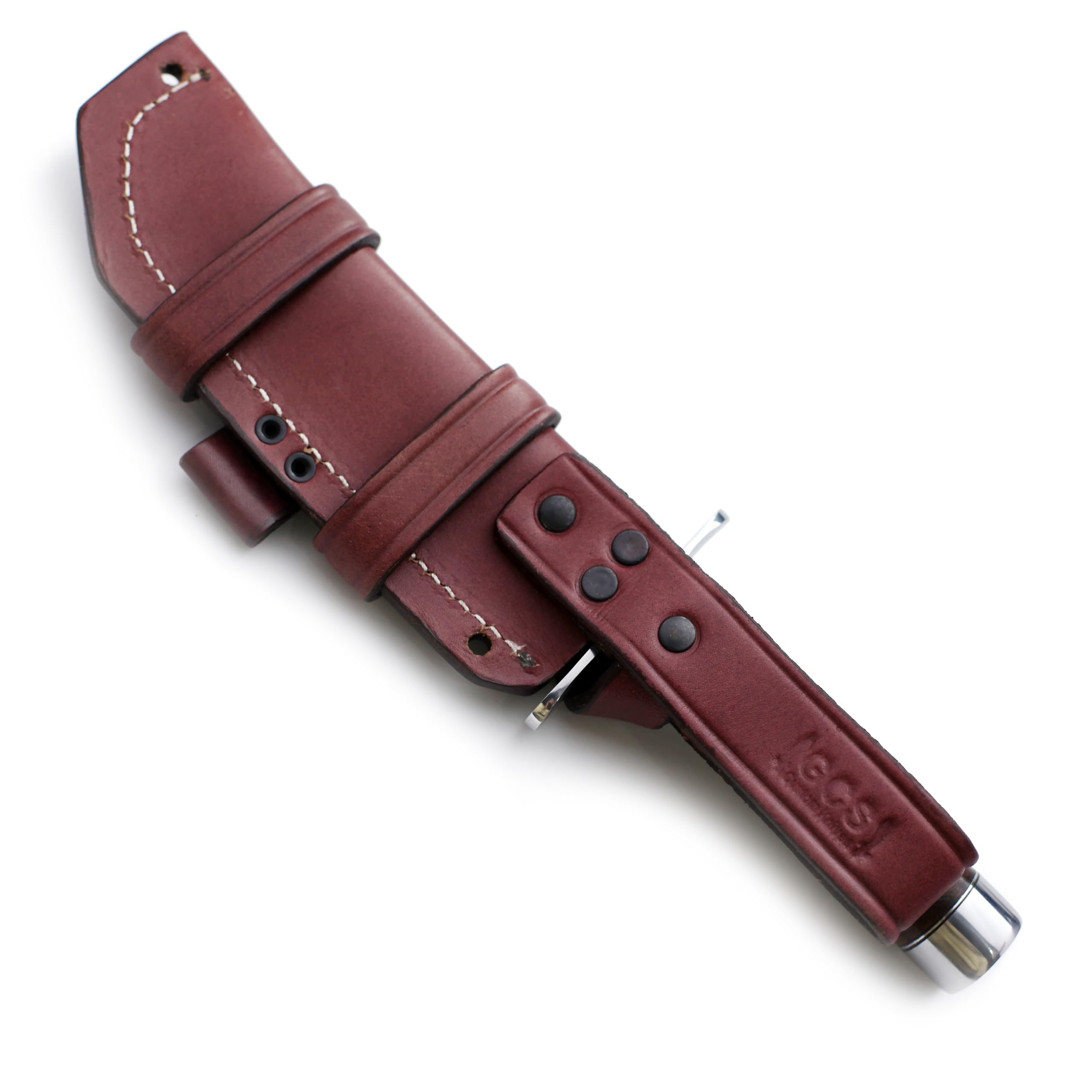 GCS Handmade Stacked Leather Handle D2 Tool Steel Tactical knife Hunting Knife Camp Knife with leather sheath Full tang blade designed for Hunting & EDC GCS 147