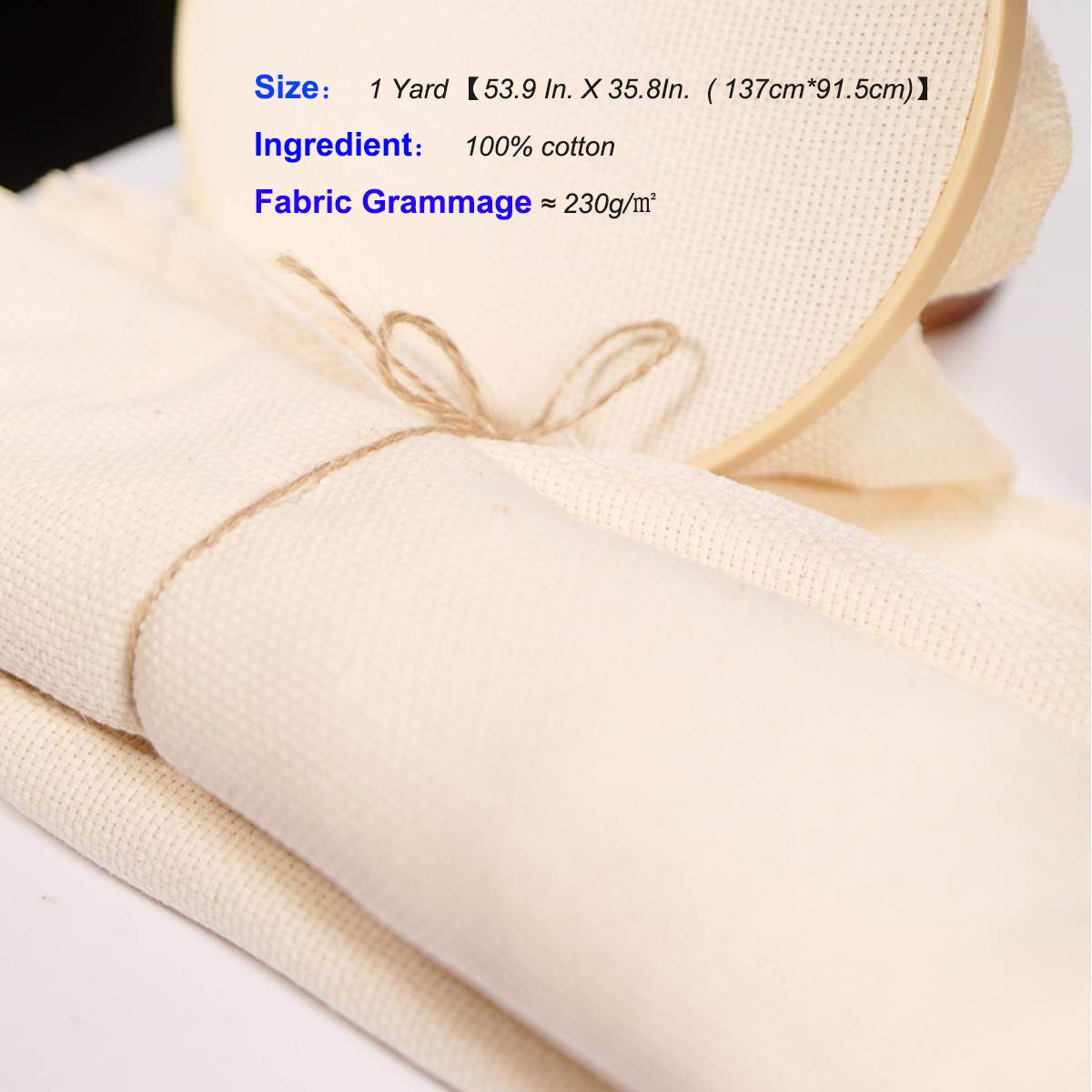 Y-Axis Punch Needle Embroidery Cloth 1 Yard (53.9 in. by 35.8In.) 100% Cotton, with 2 Fabric Marker Pens