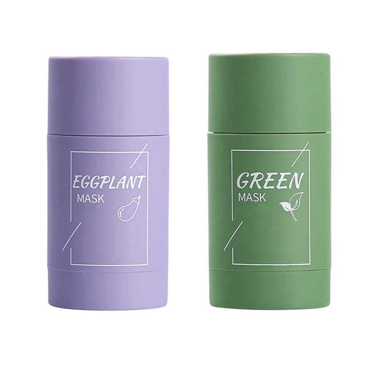 Green Tea/Eggplant Purifying Clay Stick Mask, Face Moisturizes Oil Control, Deep Clean Pore, Improves Skin,for Men Women All Skin Types(2Pcs)