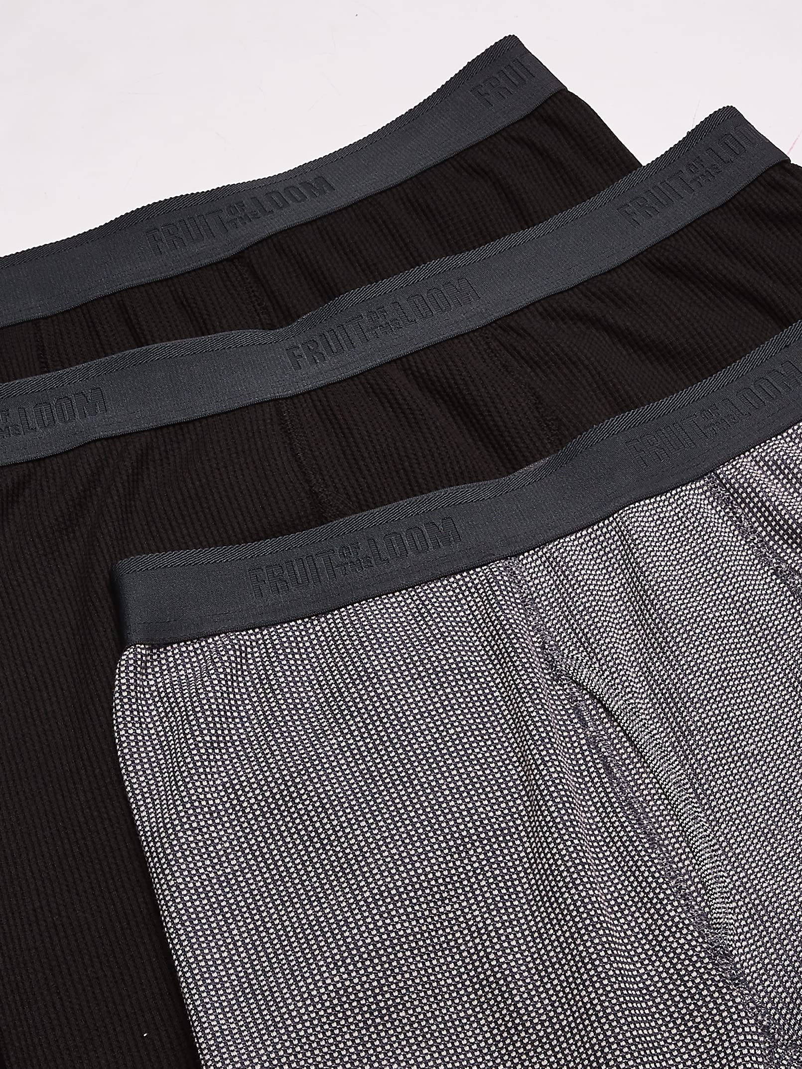 Fruit of the Loom Men's Recycled Premium Waffle Thermal Underwear Long Johns Bottom (1, 2, 3, and 4 Packs), Black/Black/Greystone Heather, 3X-Large