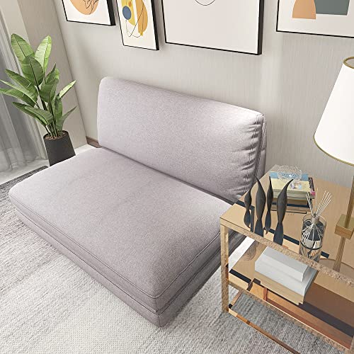 VANCIKI Convertible Sofa Bed Twin Living Room Couch Futon Chair Adjustable Backrest Foldable Floor Sleeper for Small Room, Apartment, Guest Room, Gray