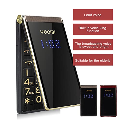 Senior Flip Cell Phone, 2.8 Inch Large Screen Audio Speaker LED Flashlight Elderly Phone for Home (Red)