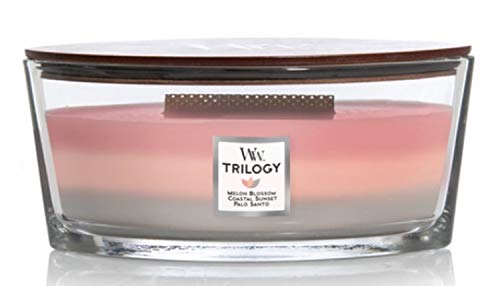 Woodwick Ellipse Scented Candle, Shoreline Trilogy, 16oz | Up to 50 Hours Burn Time & Ellipse Scented Candle, Coastal Sunset, 16oz | Up to 50 Hours Burn Time