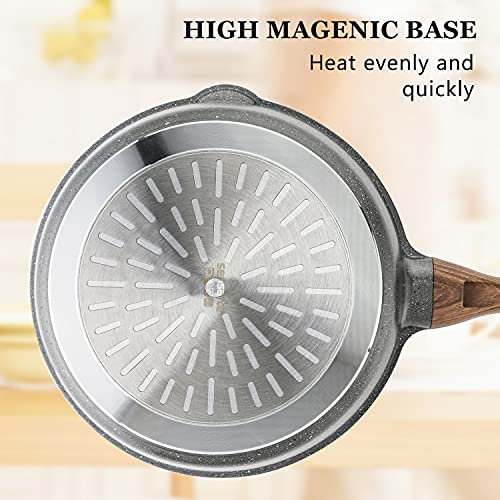 SENSARTE Nonstick Deep Frying Pan Skillet, 11-inch Saute Pan with Lid, Stay-cool Handle, Chef Pan Healthy Stone Cookware Cooking Pan, Induction Compatible, PFOA Free