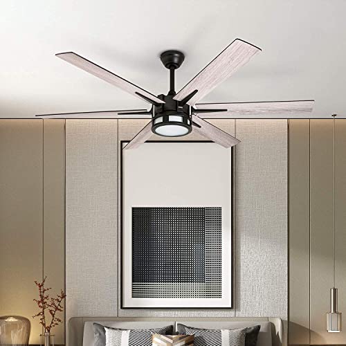 Honeywell Ceiling Fans Kaliza, 56 Inch Indoor Modern LED Ceiling Fan with Light and Remote Control, Dual Mounting Options, 6 Blades with Dual Finish, Reversible Motor - 51036-01 - (Bronze)