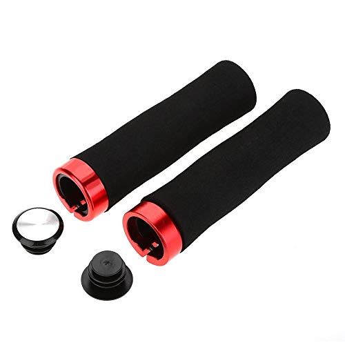 Furnoor Handlebar Grips 1 Pair Cycling Handle Bar End Covers Bike Bicycle Lock-On Handlebar Grips Accessory Durable(Red)