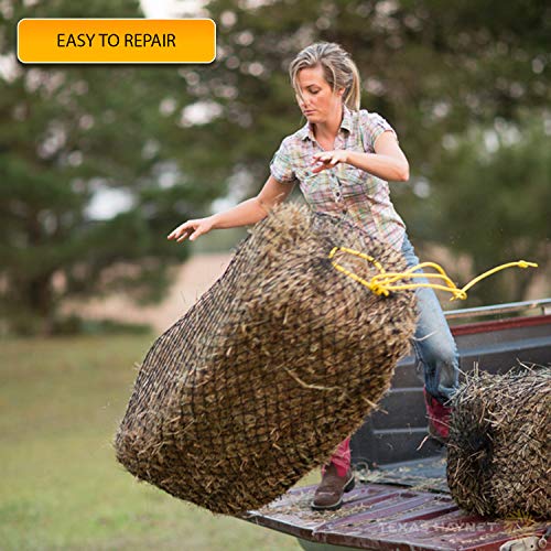 Texas Haynet - Square Net Hay Holder for Horses - Durable Nylon Square Bale Hay Net Slow Feed - American Made Hay Rope Net - Easily Fits Bales 36x18x18β with 1.5β Holes