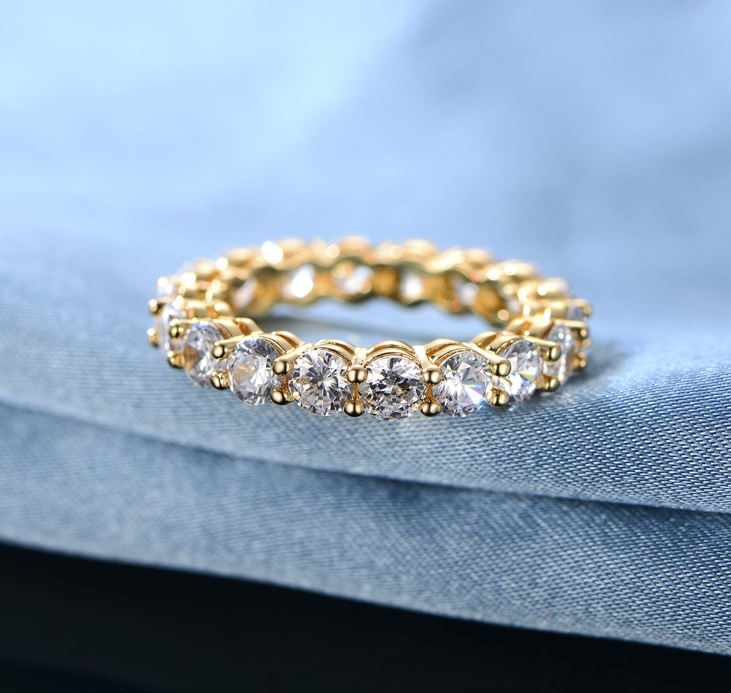 Gemsme 18K Yellow Gold Filled Cubic Zirconia Eternity Band Ring for Women (10)