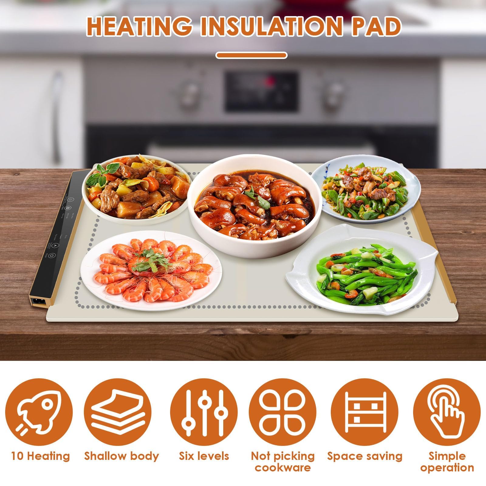 Tempmaster Adjustable Warming Tray, Temp Master Warming Tray, Miller Market Electric Food Warming Mat Dish Warming Mat, Adjustable Food Warmer Mat, Electric Food Warmer Mat Warming Pad for Food (1PCS)