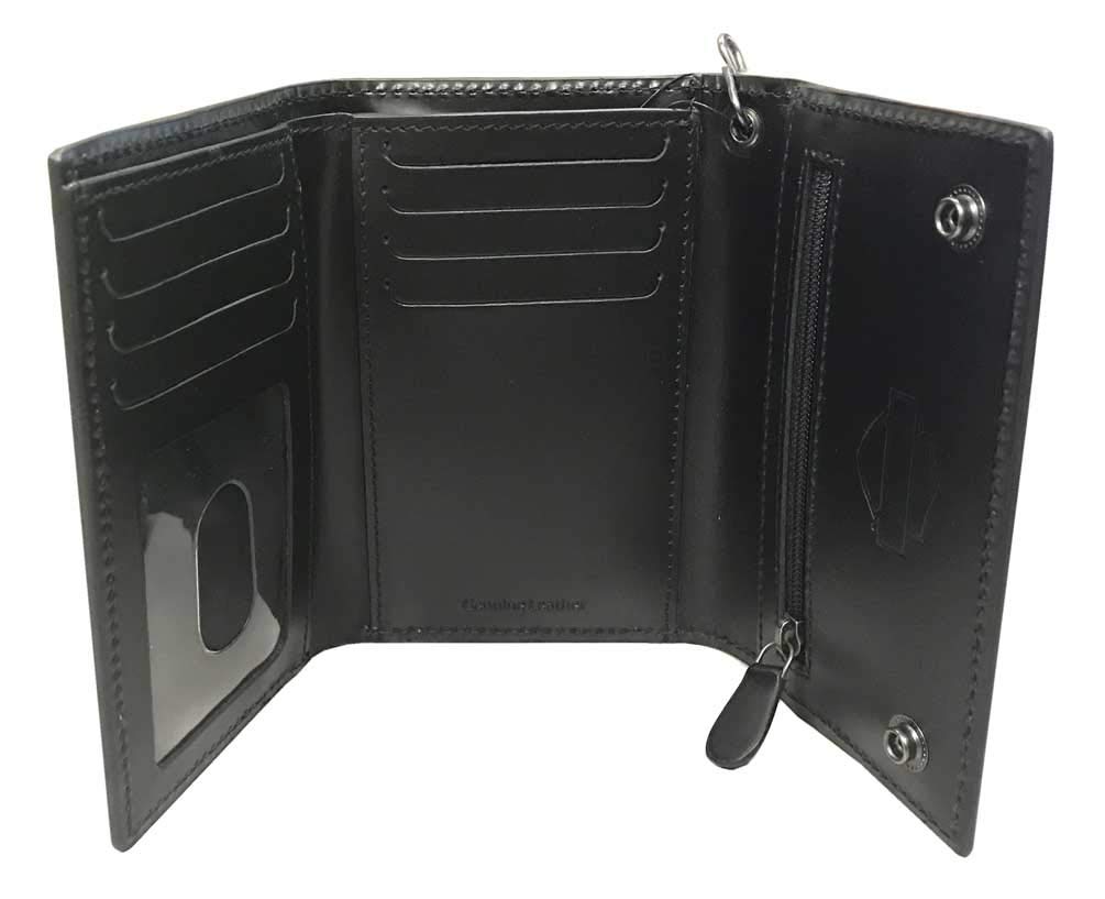 Harley-Davidson Men's Skull Medallion Core Tri-Fold Medium Wallet COREM17-BLK