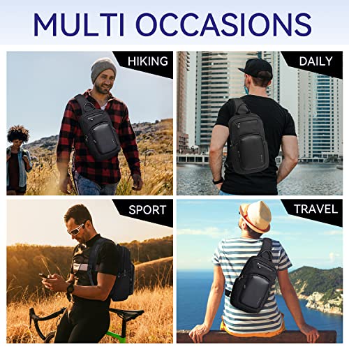 Tfro & Cile Sling Bag for Men Crossbody Bags Shoulder Backpacks Casual Daypack Bag Black Chest Backpack for Hiking Ridding Climbing