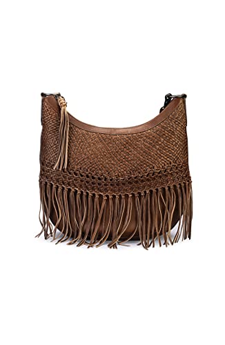 Frye Melissa Woven Large Scooped Hobo, Cognac