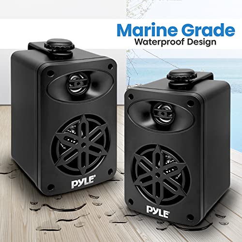 PyleUsa Bluetooth Indoor Outdoor Speakers Pair - 200 Watt Dual Waterproof 3.5β 2-Way Full Range Speaker System w/ 1/2β High Compliance Polymer Tweeter - Home, Boat, Patio, Poolside - PDWRBT36BK,Black