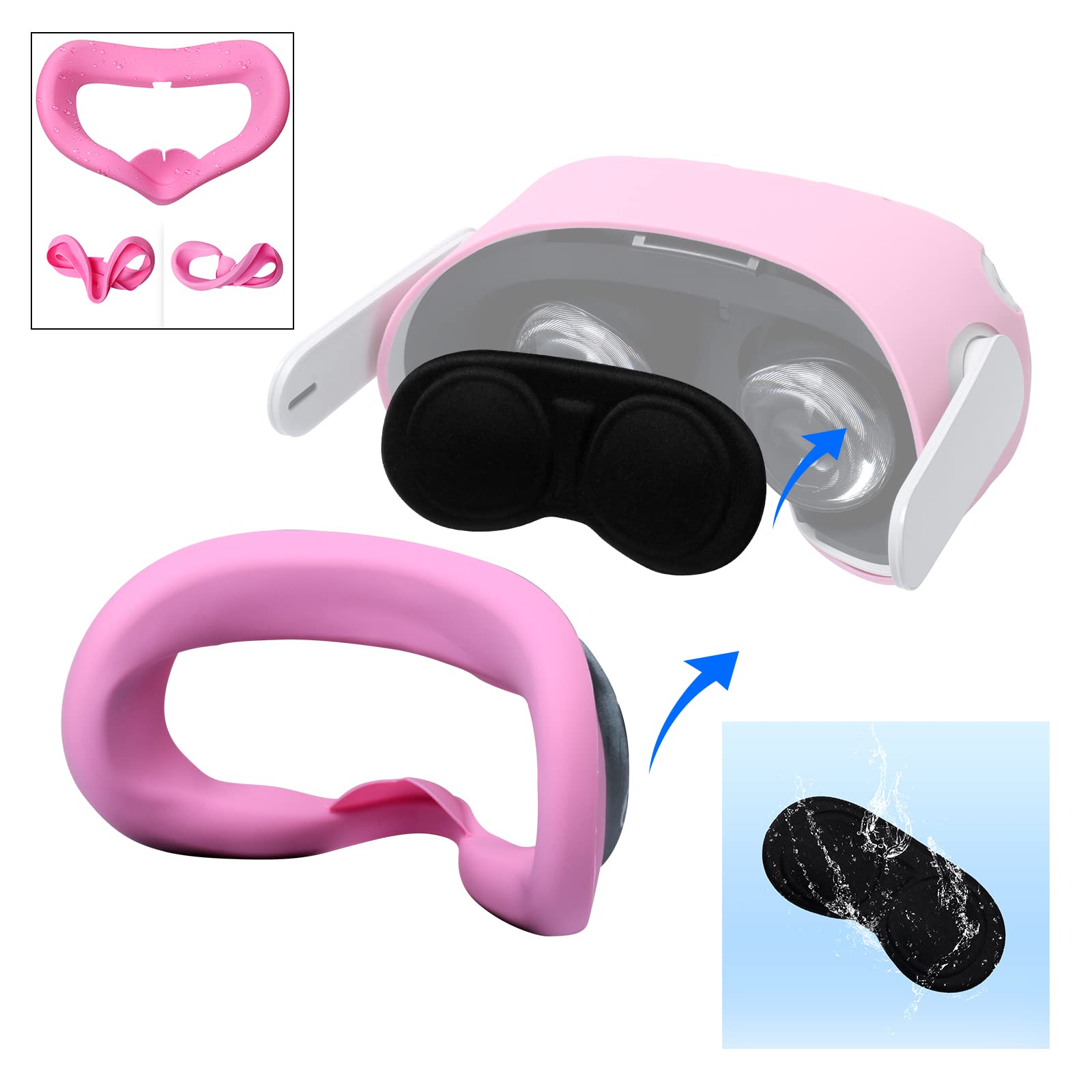 HUAYUWA Adjustable Headband with Head Cushion Compatible for Oculus Quest 2 VR Accessories, Replacement for Elite Strap Comfortable Protective Head Strap Reduce Pressure, Pink 2