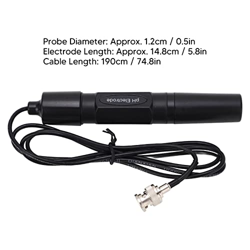 PH Probe, 0.00 To 14.00PH Waterproof Lightweight PH Electrode for Aquaculture (1.9m)