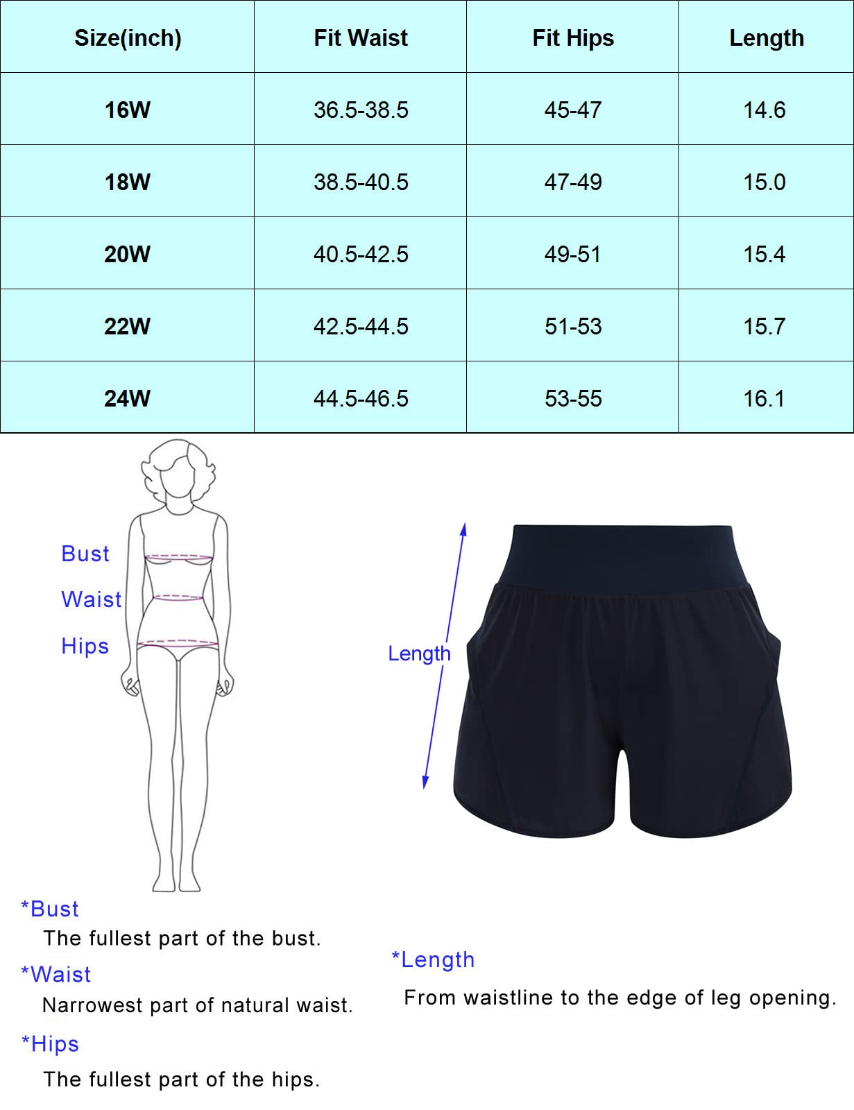 Hanna Nikole Womens High Waisted Running Shorts Quick Dry Athletic Workout Shorts with Liner Zipper Pockets 16W Navy Blue