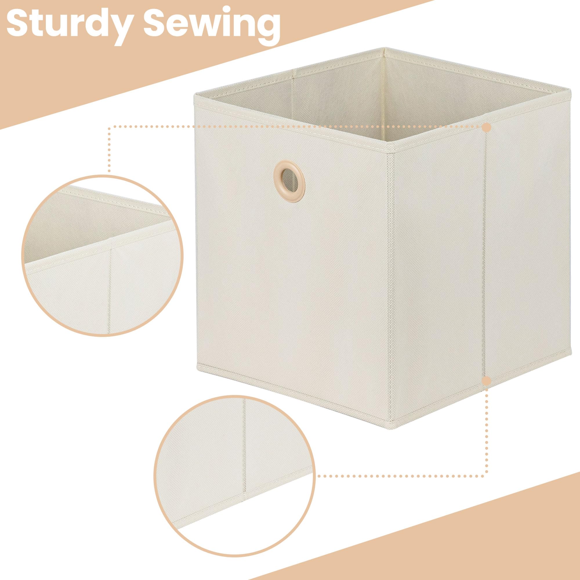 WIOLAMIU 6 Storage Cube 10.5x10.5x11 Storage Bin with Mesh Bag Non-woven Fabric Black Grommet