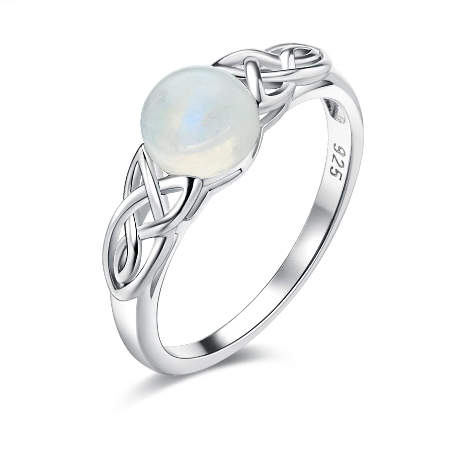 Gemsme 18K White Gold Filled 925 Sterling Silver 7.00mm Moonstone Victorian Style Solitaire Ring for Women (5)