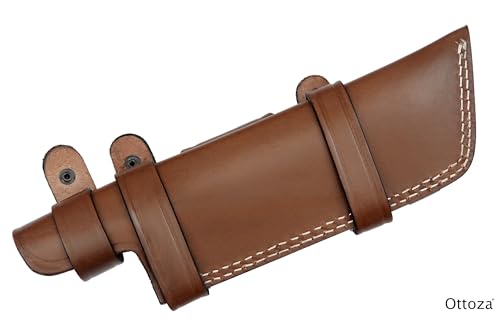 Ottoza Handmade Leather Knife Sheath Right Hand Tracker Knife Sheath - Bushcraft Knife Sheath - Hunting Knife Sheath - Survival Knife Sheath Horizontal Carry Dark Brown TOP Grain Leather No:103