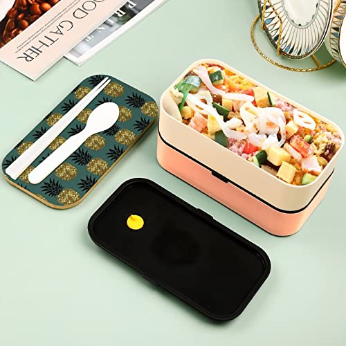 Pineapples Bento Lunch Box Leak-Proof Bento Box Food Containers with 2 Compartments for Offce Work Picnic Yellow-Style