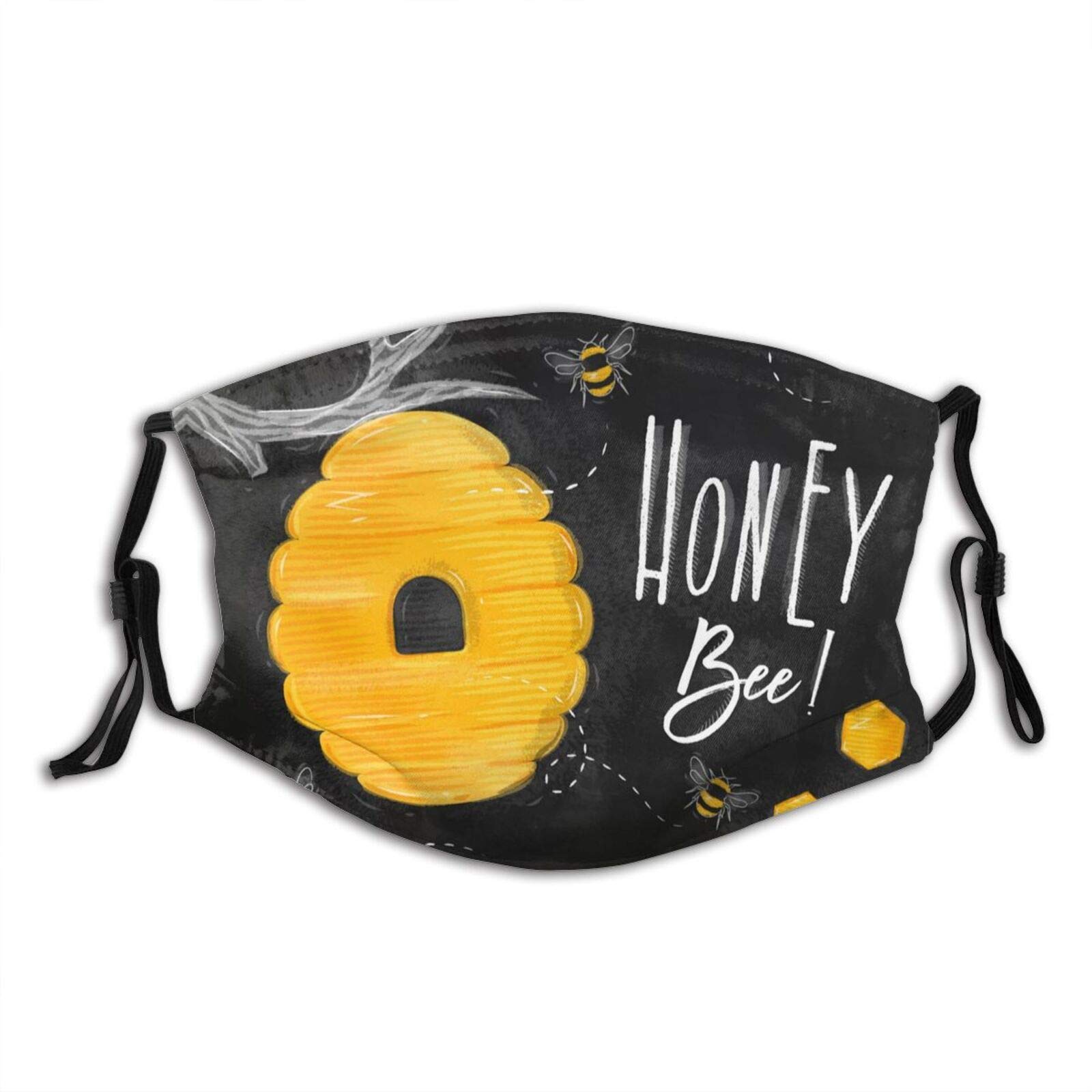 Honey Bee Chalk Face Mask Unisex Balaclava Mouth Cover With Filter Windproof Dustproof Adjustable Mask