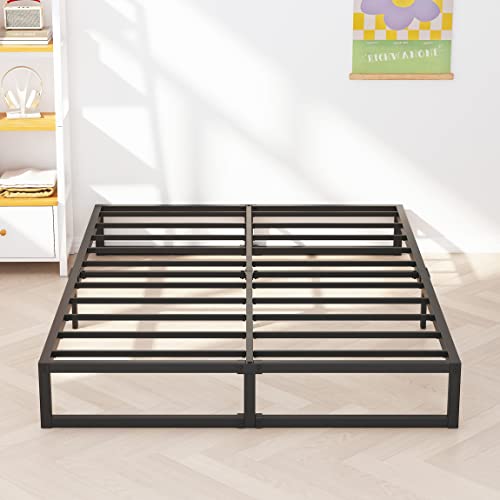 Richwanone 10 Inch Queen Bed Frame Metal Platform Mattress Foundation with Steel Slat Support, No Box Spring Needed, Easy Assembly, Black