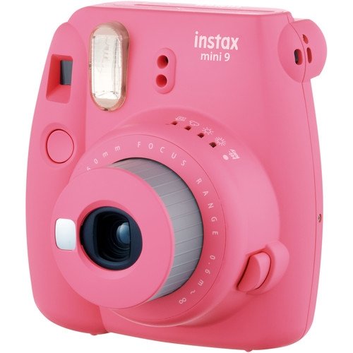 Fujifilm Instax Mini 9 Camera + 14 PC Instax Accessories kit Bundle, Includes; Instax Case + Album + Frames & Stickers + Lens Filters + More (Flamingo Pink)