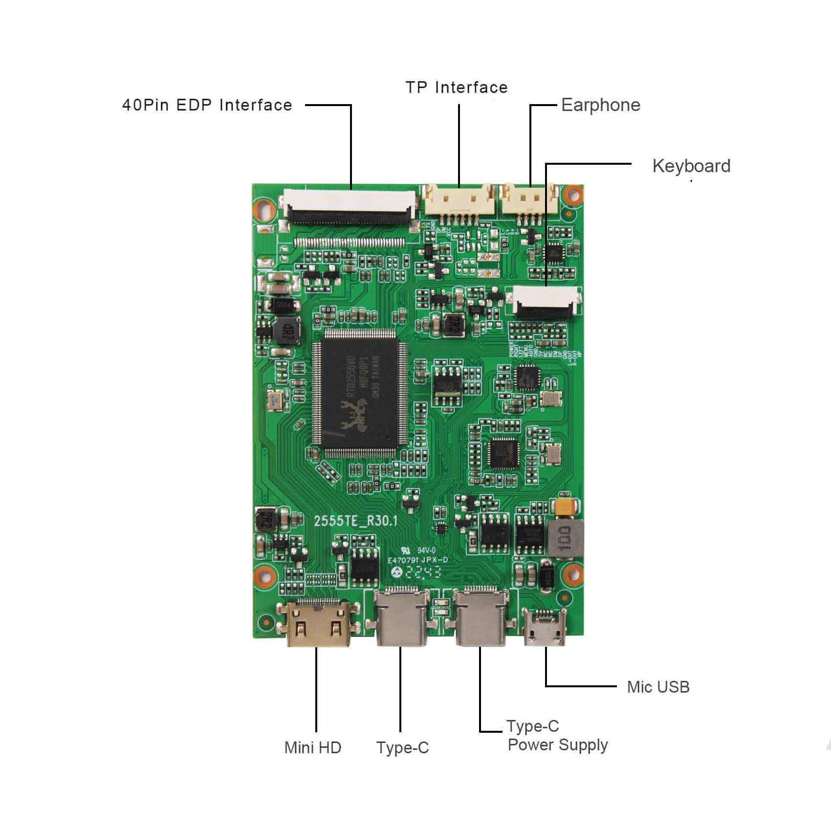 VSDISPLAY 13.3" 13.3 Inch 1920X1080 LCD Screen VS133GF-Z001 with HD MI Type C Controller Board VS-RTD2556HC-V2