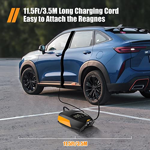 Rickwayy Tire Inflator Portable Air Compressor, 12V DC Air Pump for Car Tires, 150PSI Auto Portable Air Compressor with Emergency Light, Air Pump for Car, Motorcycle, Bicycle and Other Inflatables