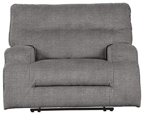 Signature Design by Ashley Coombs Contemporary Wide Seat Manual Pull Tab Recliner, Gray