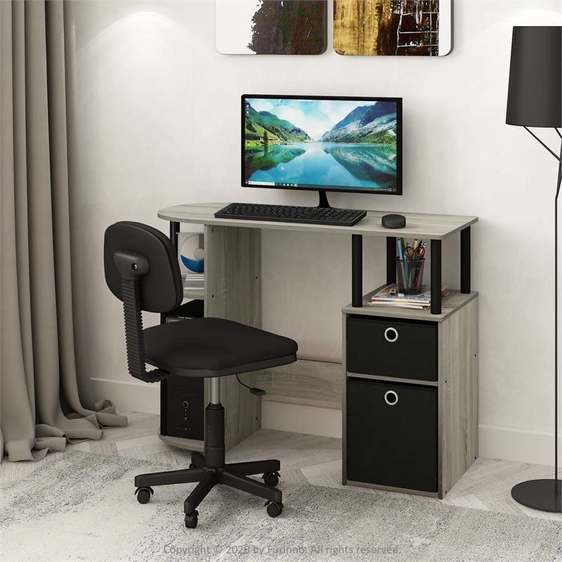 FURINNO Turn-N-Tube 4-Bins System Rack, Columbia Walnut/Black/Dark Brown