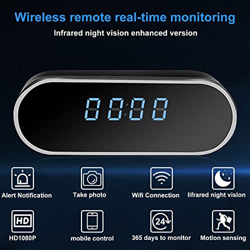 Pomocuty Hidden Camera Clock WiFi Mini Spy Cameras with Video Wireless Small Nanny Cams HD 1080P Indoor Camera for Home/Office Security