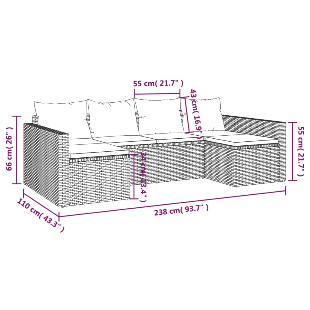 vidaXL 2 Piece Patio Lounge Set - Black Poly Rattan with Comfortable Cushions and Convenient Coffee Table - Perfect for Outdoor Living Space