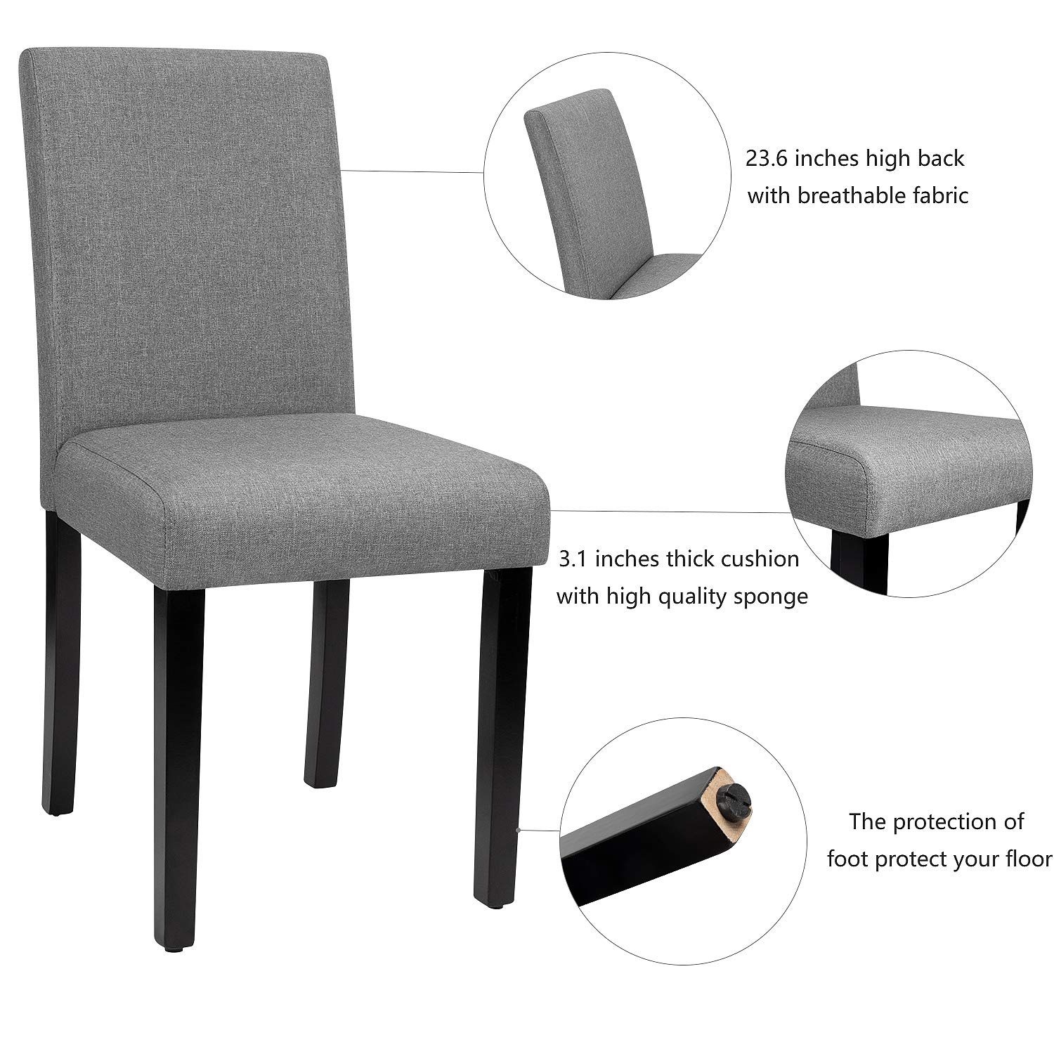 Furmax Dining Chairs Urban Style Fabric Parson Chairs Kitchen Living Room Armless Side Chair with Solid Wood Legs Set of 4 (Beige)