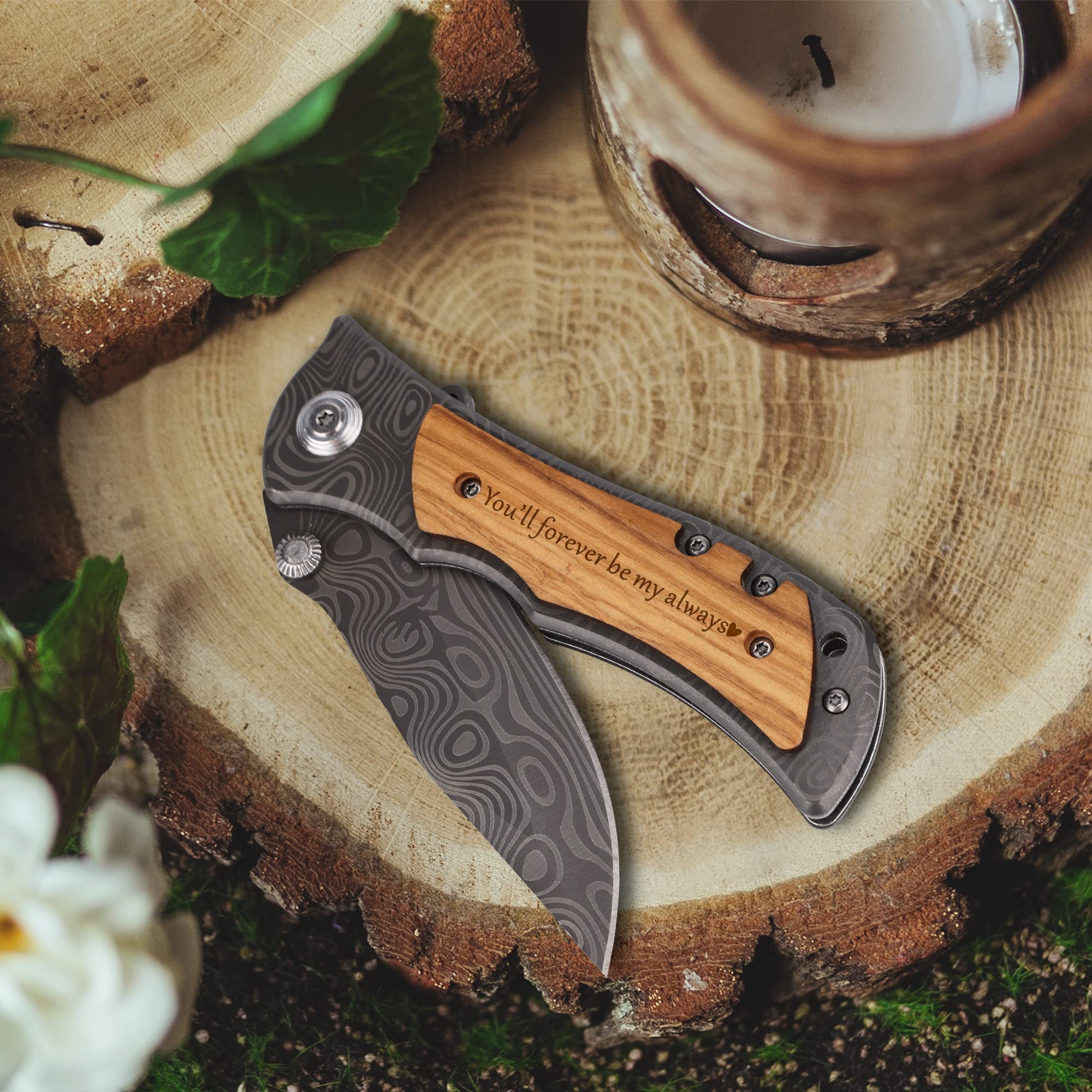ZENNLAB Moblade Engraved Pocket Knife for Men - You'll Be My Always - Boyfriend Husband Birthday Gift, Anniversary Present for Him